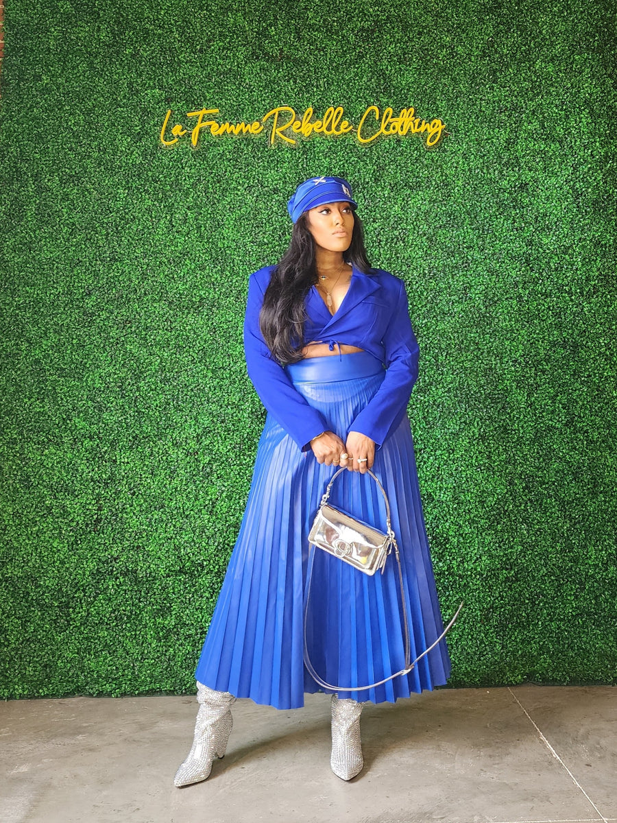 Pretty Prep Pleated Midi – La Femme Rebelle Clothing