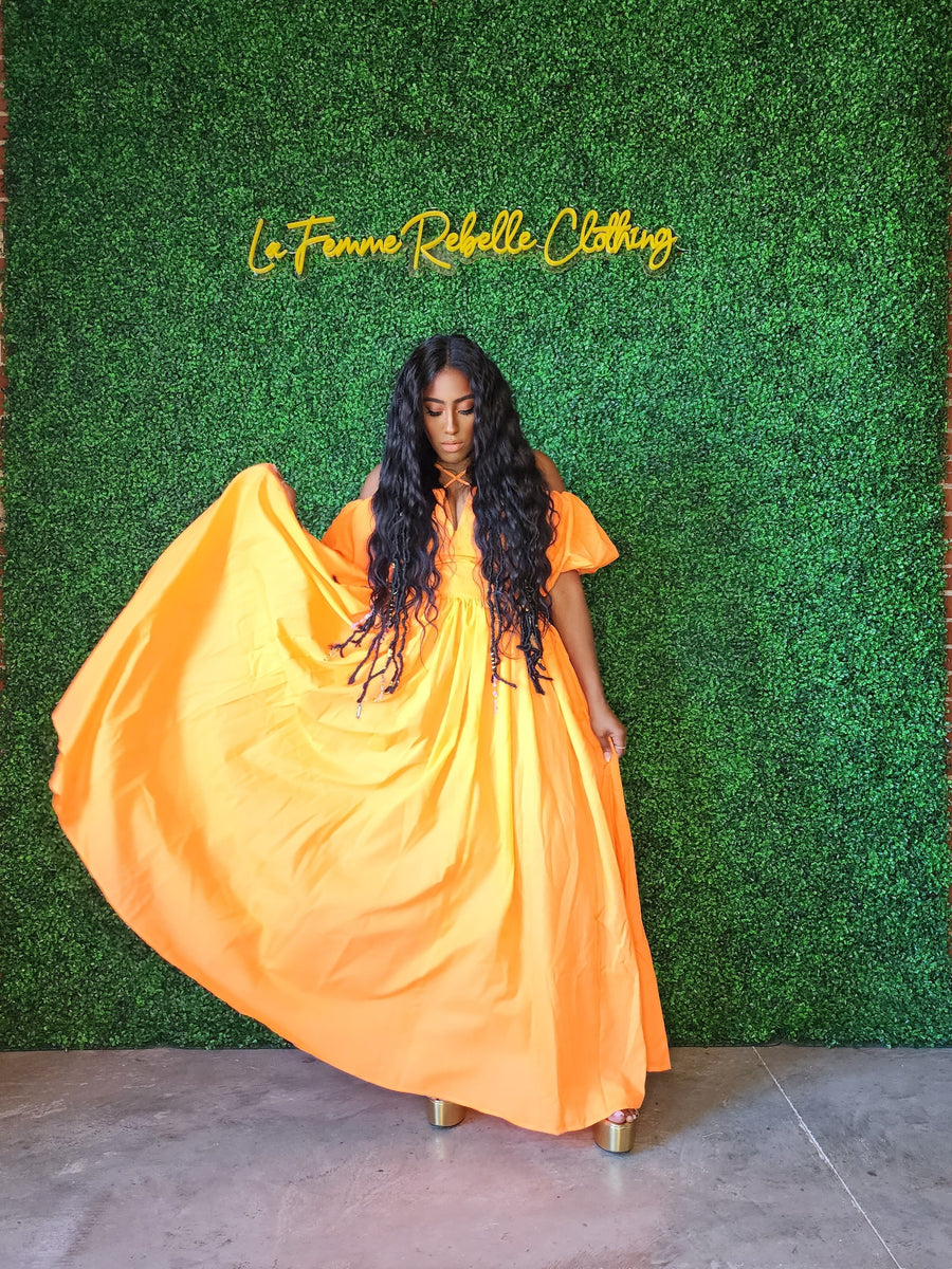 Demure Balloon Maxi Dress – La Femme Rebelle Clothing